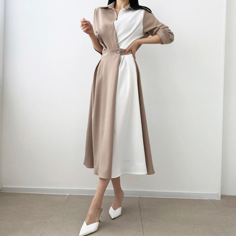 Jual Tuton Dress Korean Formal Simple Basic Sopan Rapi Kerah Kerja ...