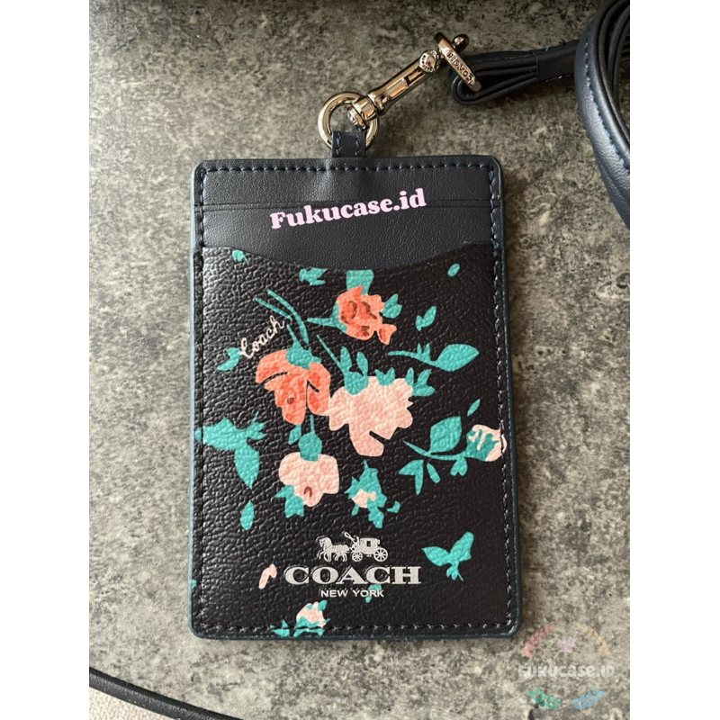 Jual Coach Rose Bouquet Midnight Navy Lanyard || Name Tag || ID Card ...
