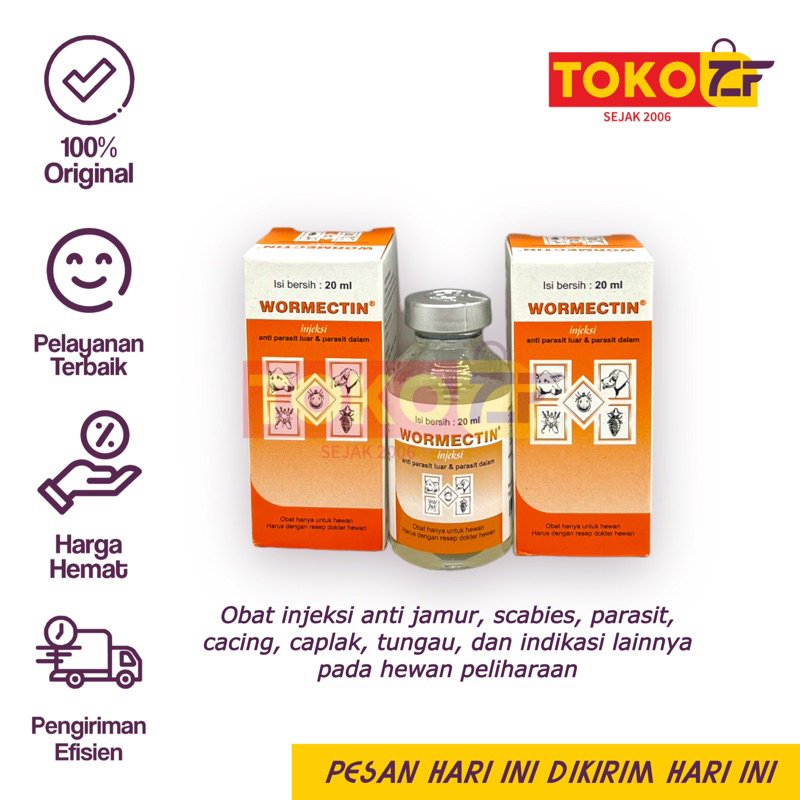 Jual [WORMECTIN 20 ML] Obat Injeksi Hewan 20ml Anti Jamur Scabies ...