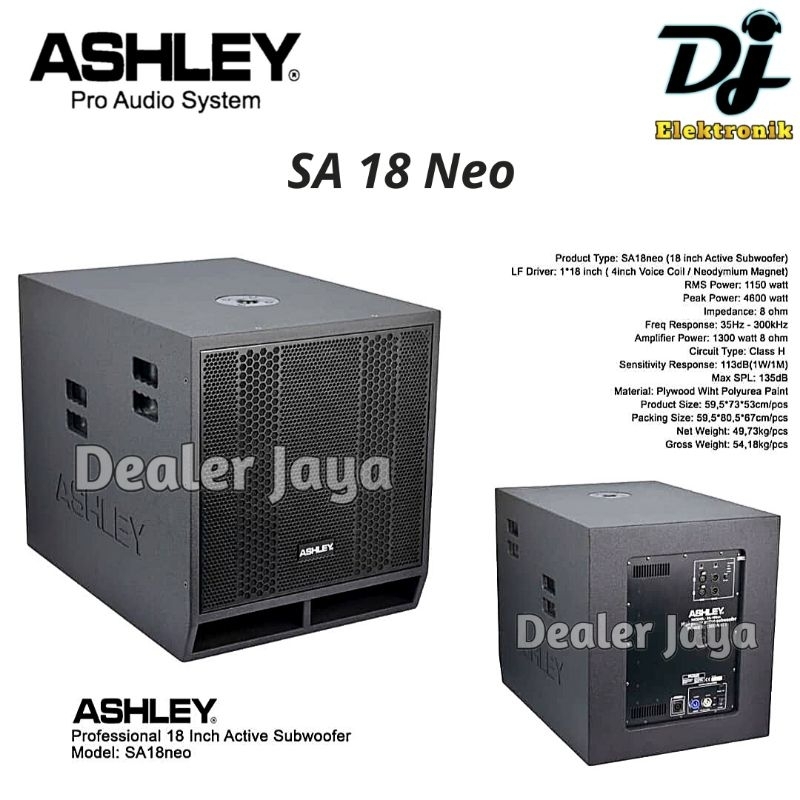 Jual Speaker Subwoofer Ashley SA 18 NEO / SA18 NEO - 18 inch Aktif ...