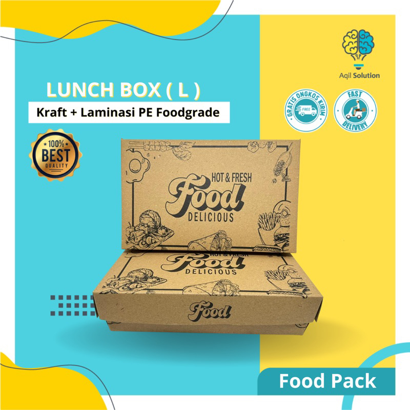 Jual LAMINASI Paper lunch Box size L / DUS makanan / Food Tray/ Kardus ...
