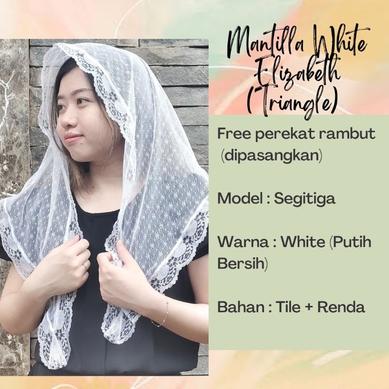 Jual Mantilla Mantila Kerudung Doa Misa Church Veil White Elizabeth ...