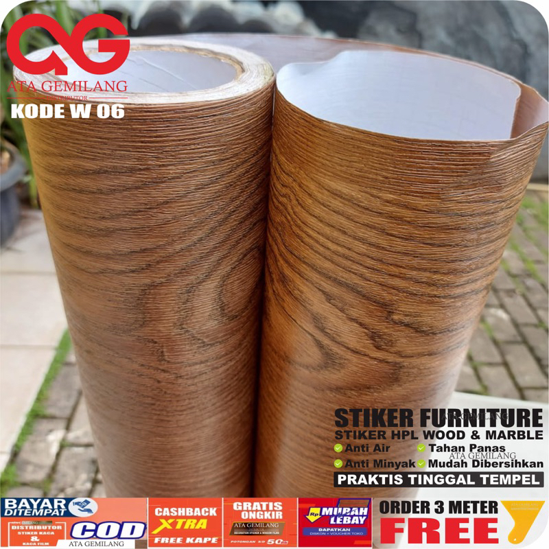 Jual Stiker Meja Kayu Wallpaper Dinding Dapur Lebar 122Cm/Stiker Pintu ...