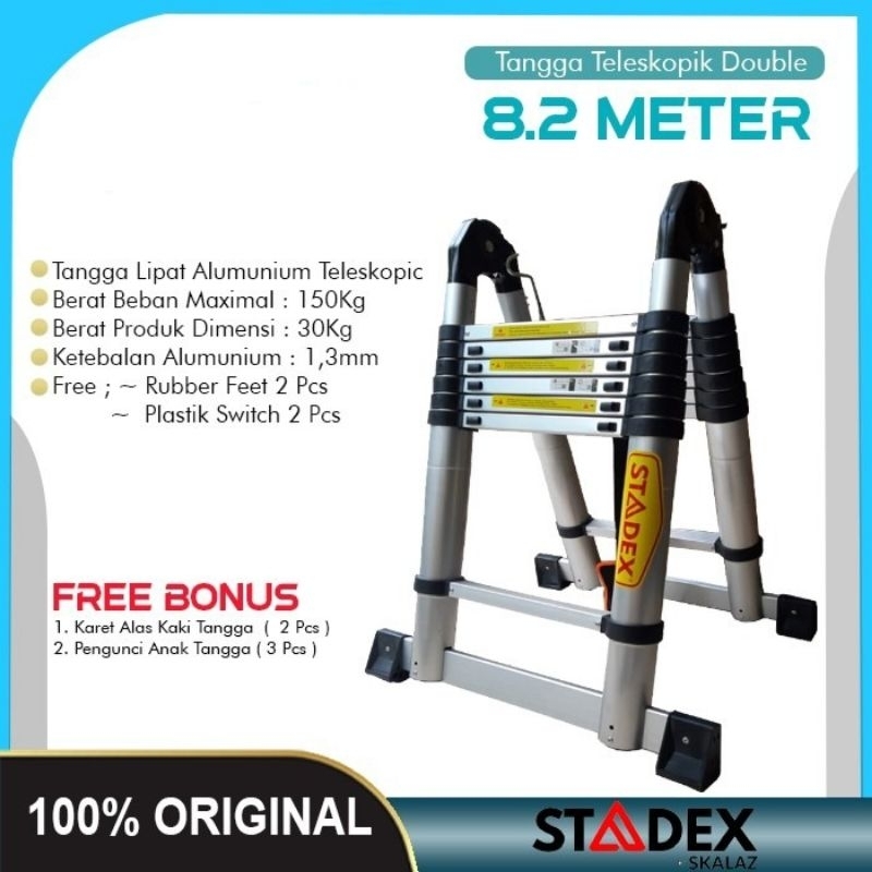 Jual Tangga Teleskopik Double 8.2M ADT 820 STADEX Alumunium | Shopee Indonesia