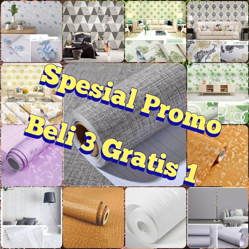 Jual BELI 3 GRATIS 1 // COD ( BAYAR DI TEMPAT ) Terlaris Wallpaper Sticker Dinding Ruang Tamu ...
