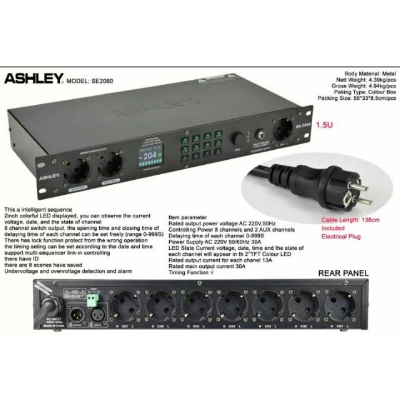 Jual Power Sequence Ashley SE 2080 professional power sequencer ...