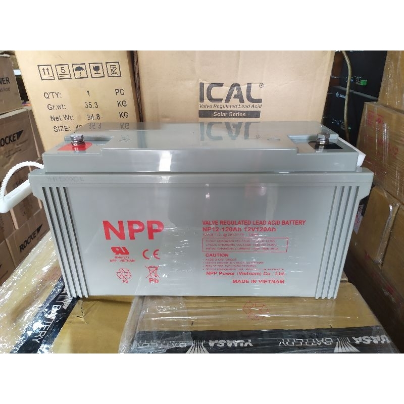 Jual battery vrla kering NPP NP12-120Ah 12V 120Ah new | Shopee Indonesia