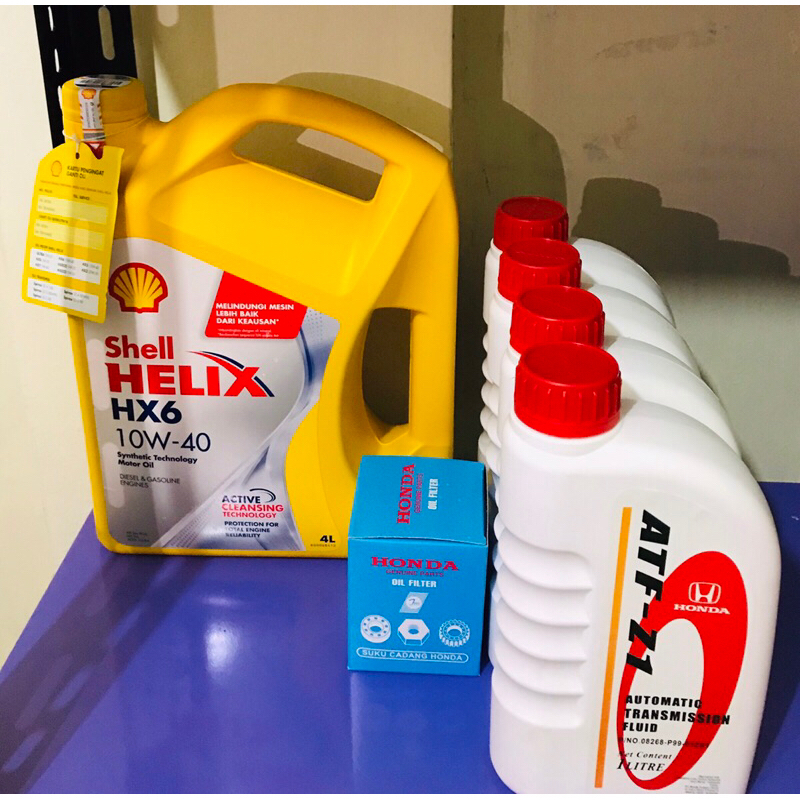 Jual Paket oli mesin shell helix HX6 10W 40 + oli matic honda ATF Z1 ...