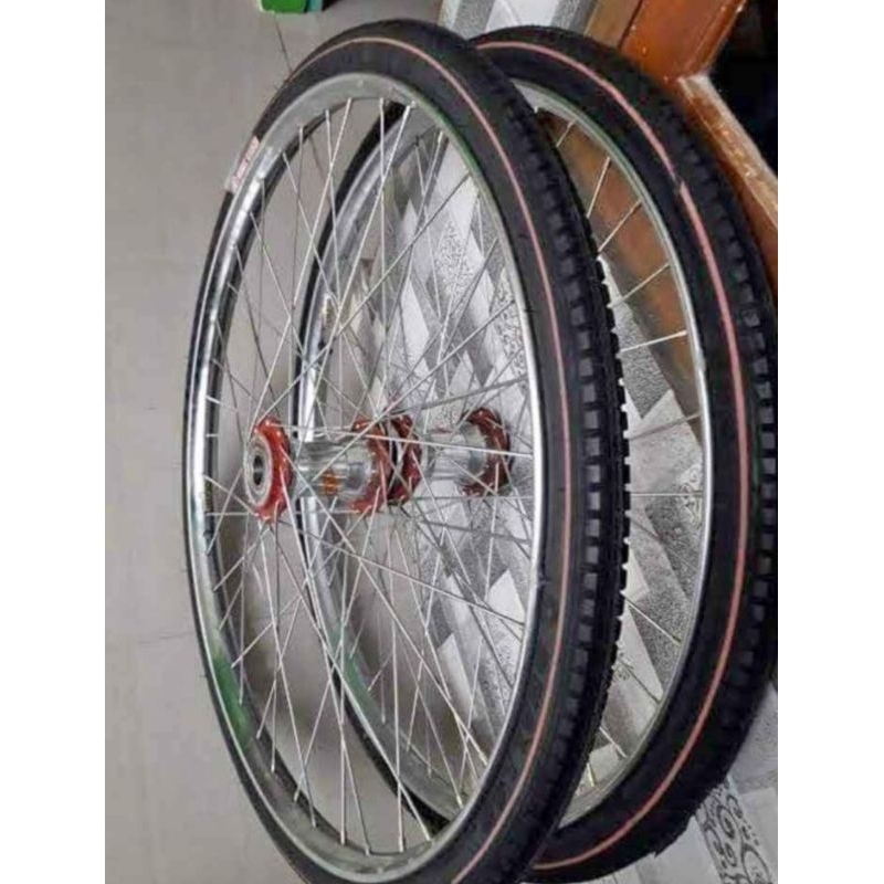 Jual 1 Set roda gerobak velg becak berikut as | Shopee Indonesia