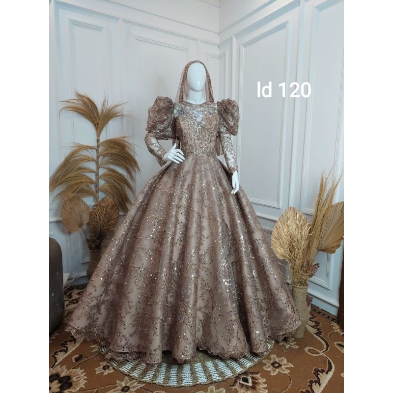 Jual GAUN PENGANTIN BERBY BEREKOR//GAUN MODREN | GAUN PAYET BUNGA 3D ...