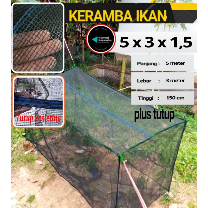 Jual keramba ikan 5x3x1,5 waring tutup hitam karamba apung hapa ikan ...