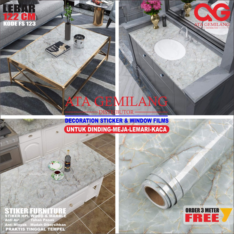Jual Stiker Marmer Stiker Dinding Wallpaper Marble Glosy Lebar 122CM ...