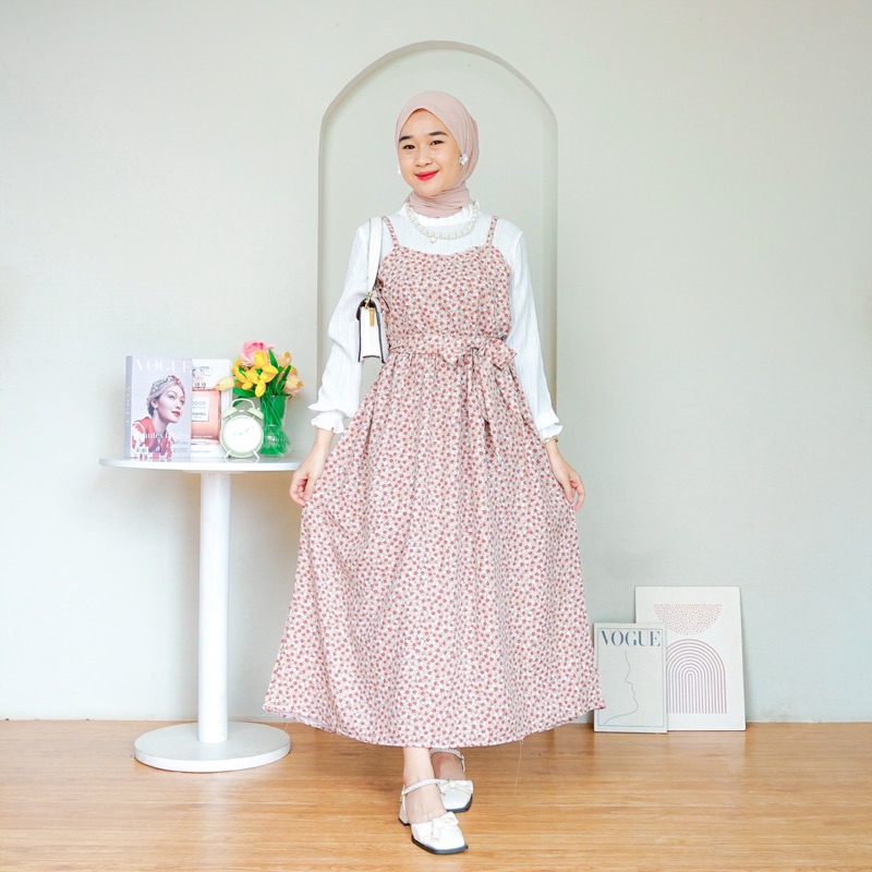 Jual IRENE DRESS KOREA MOTIF BUNGA OVERALL BY MEECLO | Shopee Indonesia