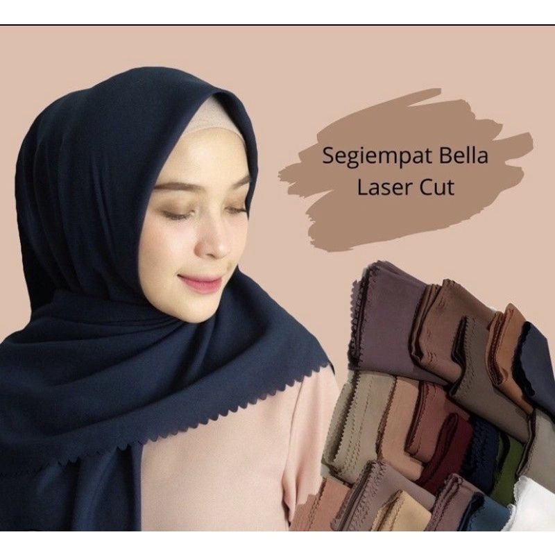 Jual Jilbab Segiempat Laser Cut Paris Premium Hijab Bella Square
