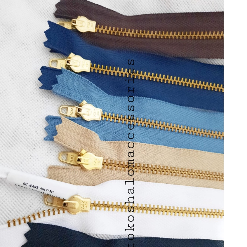 Jual Resleting Jeans YKK Gigi Besi Emas 4" (10cm) | Shopee Indonesia