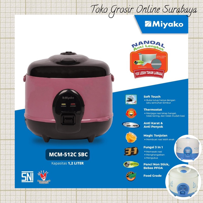 Jual Magic Com Miyako Mcm 512c / MCM 512C SBC / Mcm 612 1.2 ltr ...