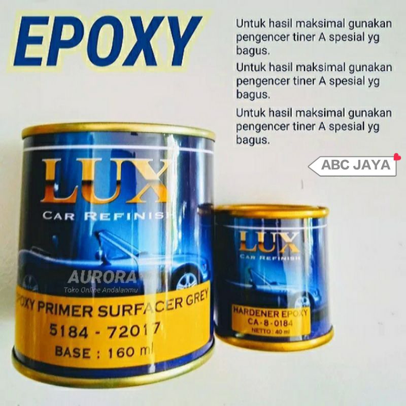 Jual Cat LUX Car Refinish Epoxy Primer Surfacer Grey 250ml + Hardener ...