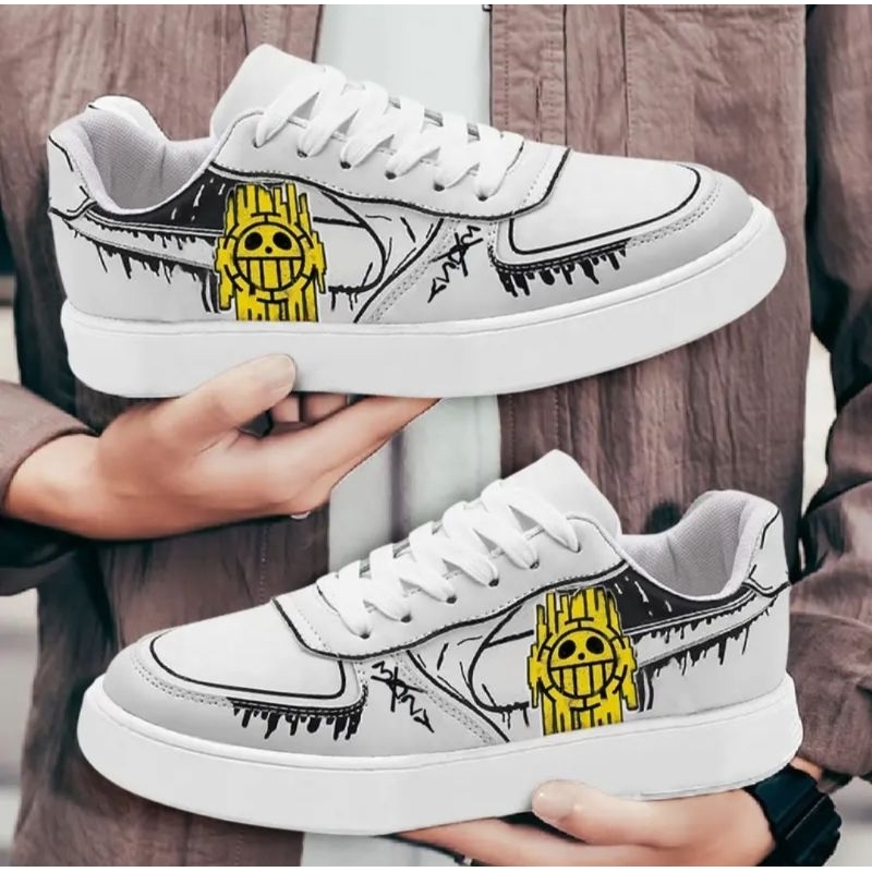 Jual Sepatu Sneakers Unisex Anime One piece Skull Black White | Shopee ...
