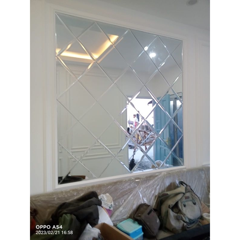 Jual kaca cermin bevel set uk 150x 80 cm kaca tebal 5mm, kaca moulding ...