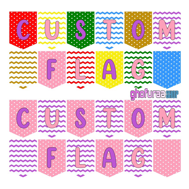 Jual banner custom bunting flag tulisan request huruf motif zigzag ...