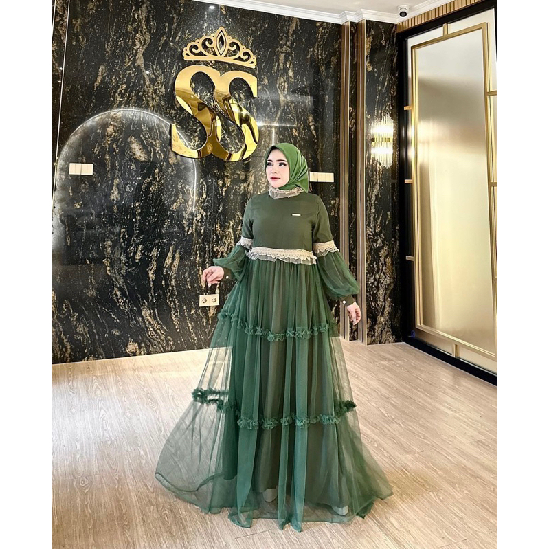 Jual gamis tile renda ori Shellasaukia by Cahayabutiq | Shopee Indonesia
