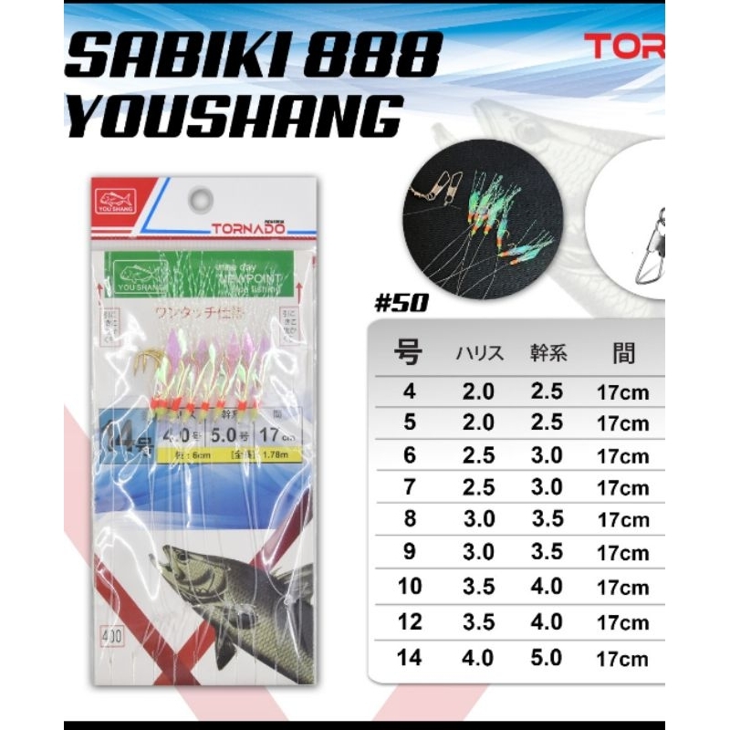 Jual Pancing kail sabiki kotrek youshang tornado 888 kotrekan kembung ...