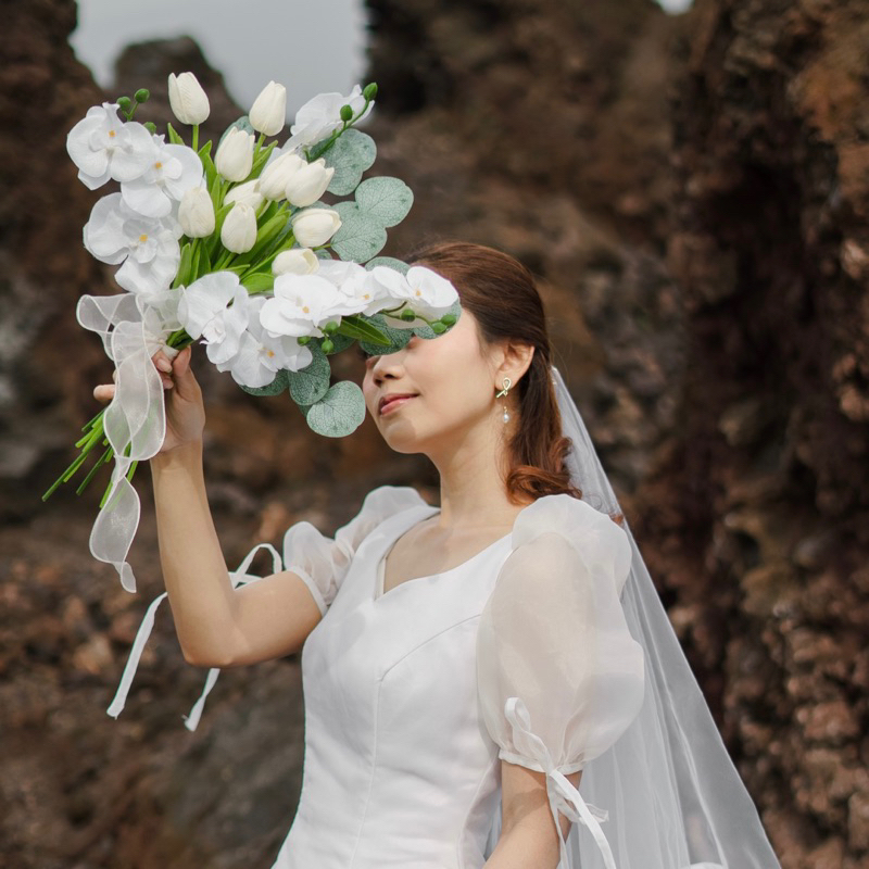Jual buket bunga pernikahan palsu kode KIMI (hand bouquet / buket bunga ...