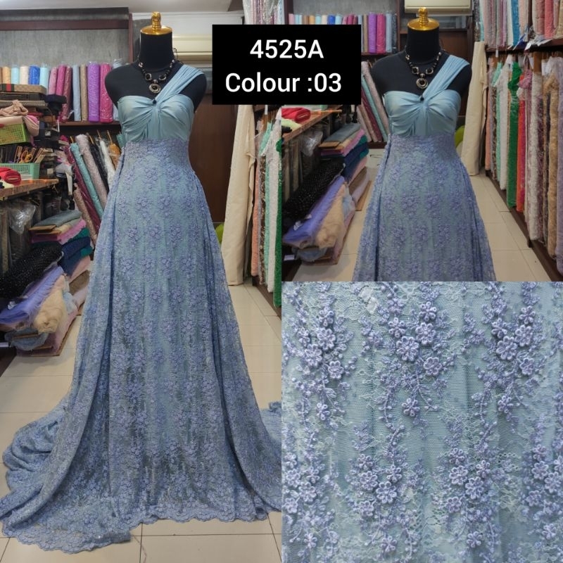 Jual kain Tile Brokat Bunga Kecil 3D Timbul 4525A Ice Blue | Shopee ...