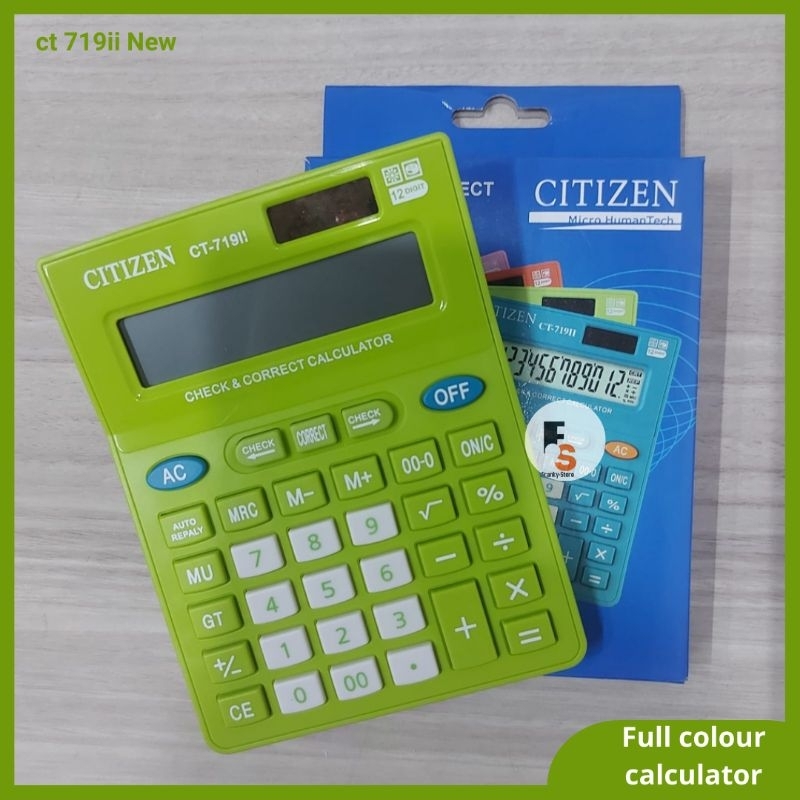 Jual Kalkulator Calculator Ct 719ii Warna Warni 12 Digit Hijau Chek ...