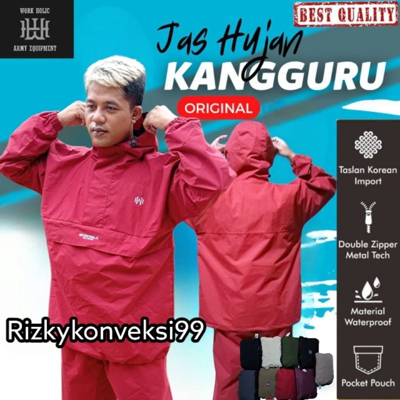 Jual Jas Hujan Outdoor Pria Wanita Kantung Kangguru Original Workholic / Raincoat Jas hujan ...