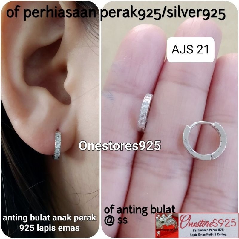 Jual Anting Perak Asli Silver 925 Anak Jepit Bulat Lapis Emas Putih | Shopee Indonesia