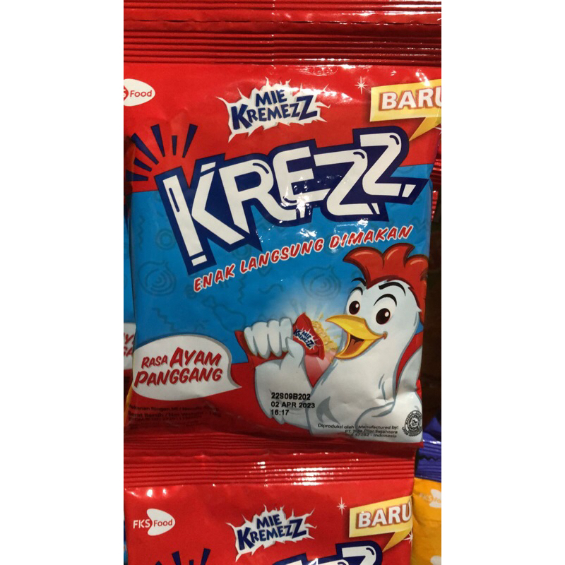 Jual Mie Kremezz Krezz Kremes Ayam Panggang 18gr (1 renceng isi 10pcs ...
