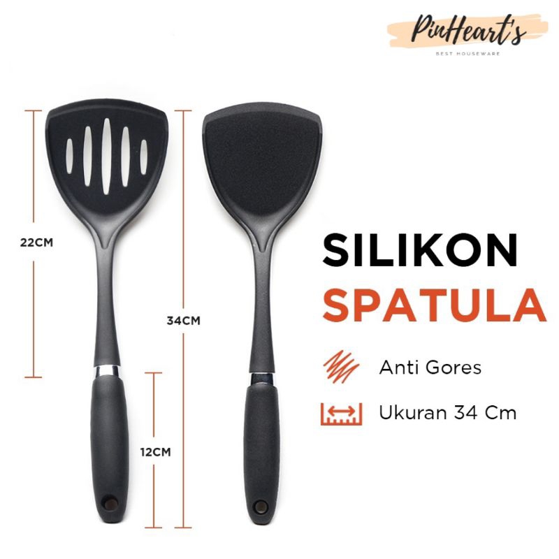 Jual SPATULA SUTIL SENDOK GORENG TEPLON GAGANG TEFLON HITAM MODEL LIS ...