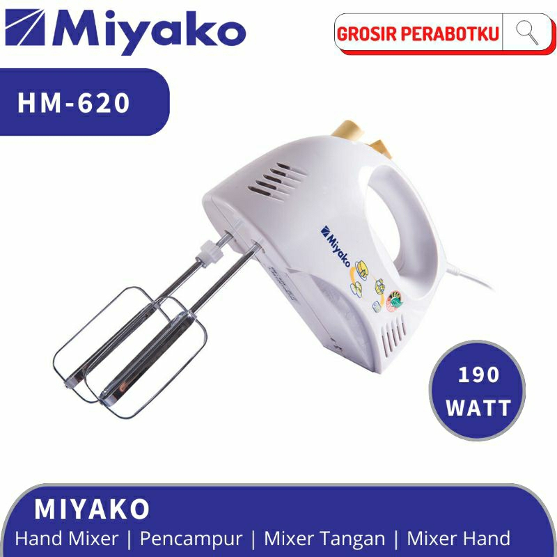 Jual Miyako Hand Mixer HM 620 Mixer Tangan Miyako 190 Watt | Shopee ...