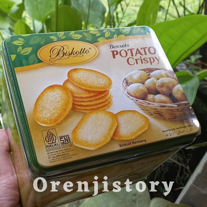 Jual biskotto potato crispy 400gr kemasan kaleng kue lebaran parcel ...