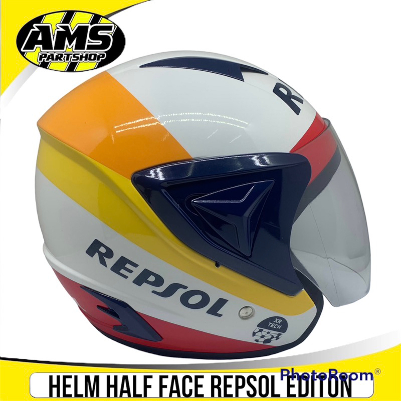 Jual HELM / HELMET MOTOR HALF FACE REPSOL EDITION UNIVERSAL DEWASA ...