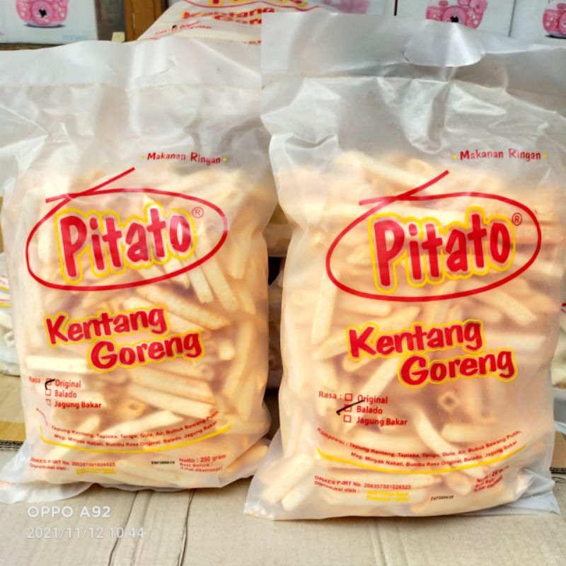 Jual PITATO KENTANG GORENG Kemasan bag 250 Gram | Shopee Indonesia