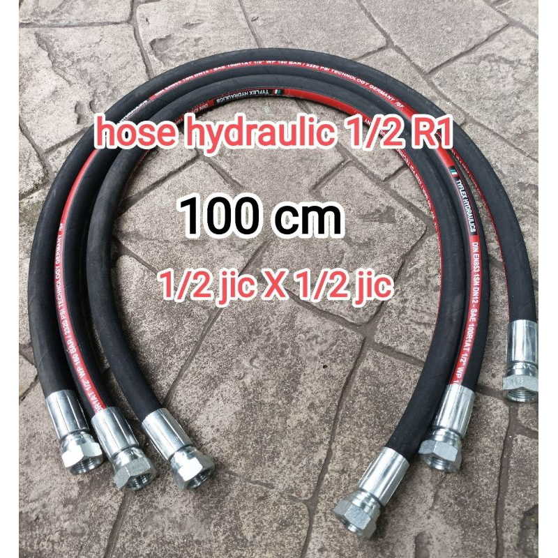 Jual selang hidrolik hose hydraulic 1/2 R1 kawat panjng 100 cm 1/2 jic X 1/2 jic | Shopee Indonesia