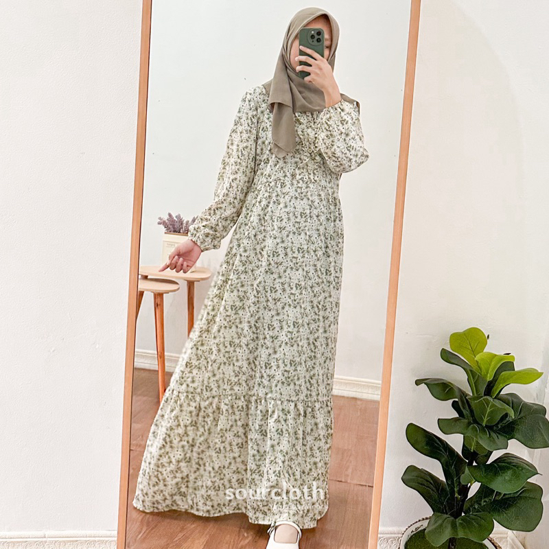 Jual SEVARA DRESS - Gamis Motif Bunga Busui Friendly Syari Vintage Style | Shopee Indonesia