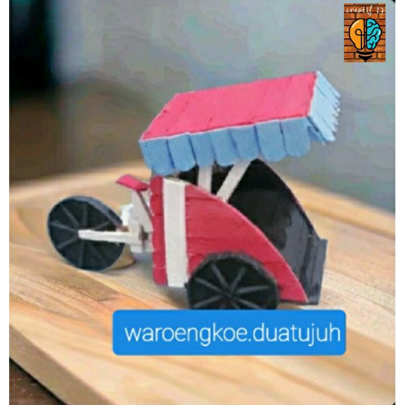 Jual Prakarya Kerajinan Tangan dari Stik Es Krim,,Miniatur Becak Roda ...