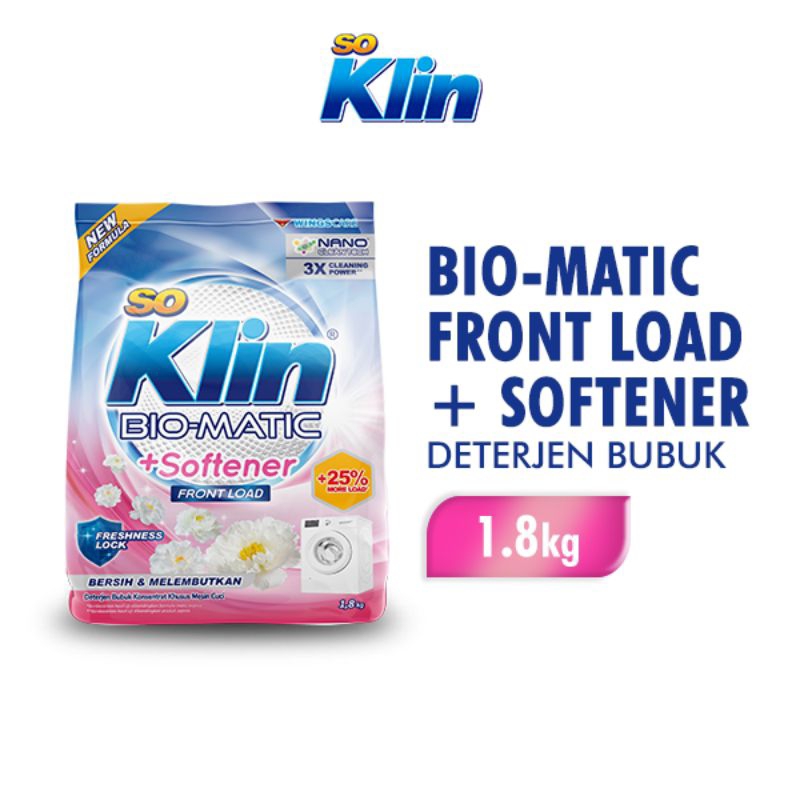 Jual So Klin Bio Matic + Softener Detergent Bubuk 1,8kg | Shopee Indonesia