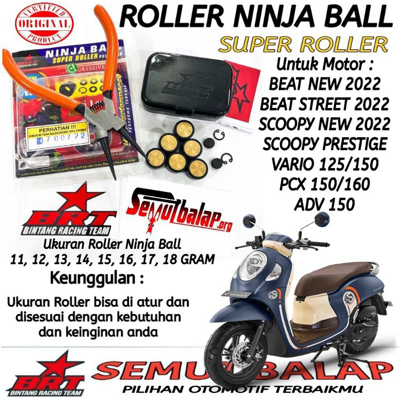 Jual ROLLER NINJA BALL SCOOPY PRESTIGE ORIGINAL BRT RACING SUPER ROLLER ...