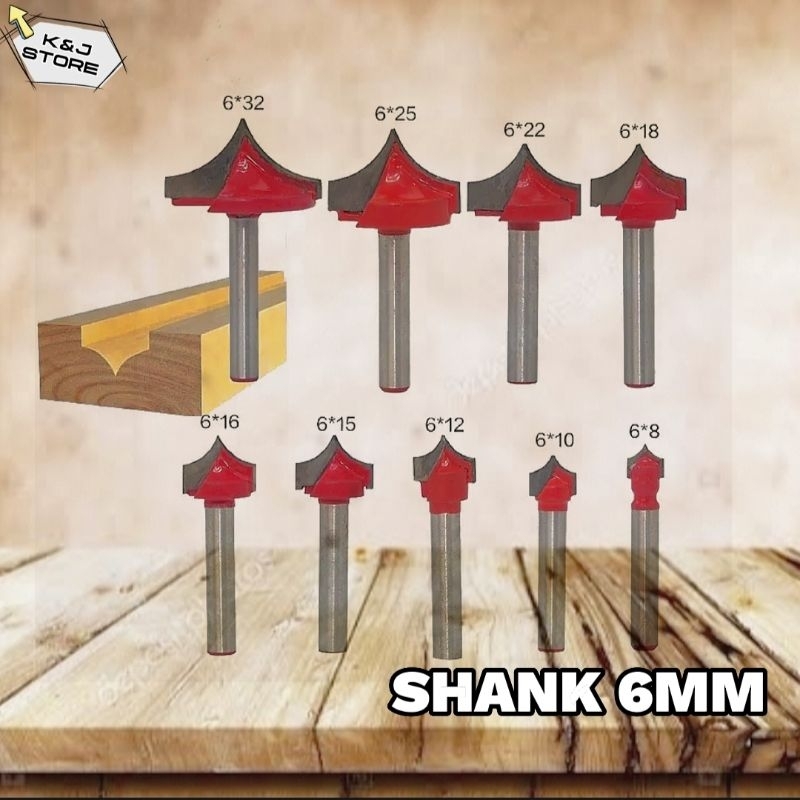 Jual Mata Profil Kayu SHANK 6MM CNC Engraving V Groove Trimmer Router ...