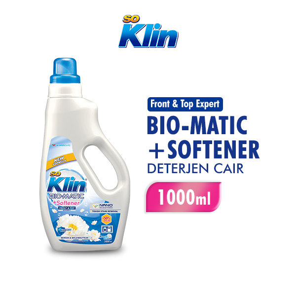 Jual Soklin Deterjen Cair Biomatic + Softener Botol 1000Ml | Shopee ...