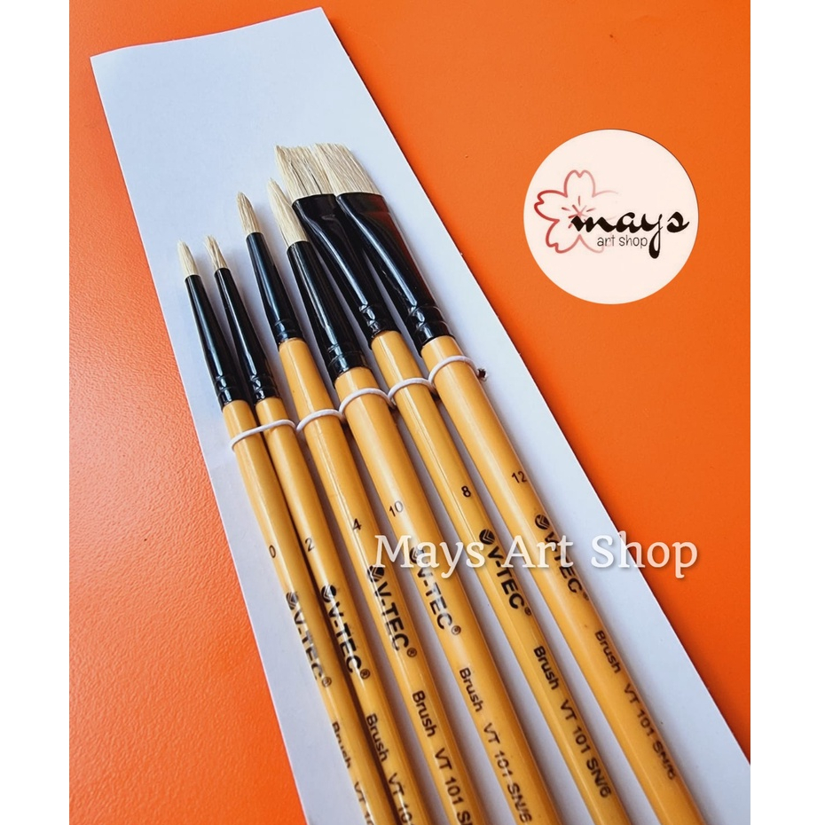 Jual Kuas Lukis Set Isi 6 V-Tec VT 101 SN/6 / Vtec Artist Brush Flat ...