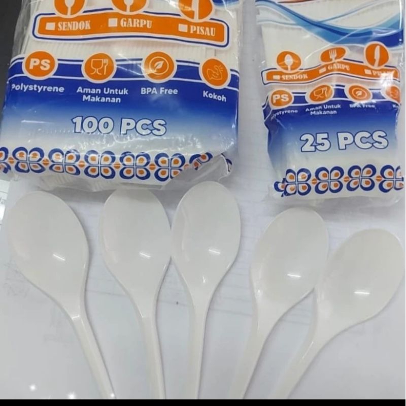 Jual sendok makan plastik bening dan putih susu isi 25 pcs merk tip top ...