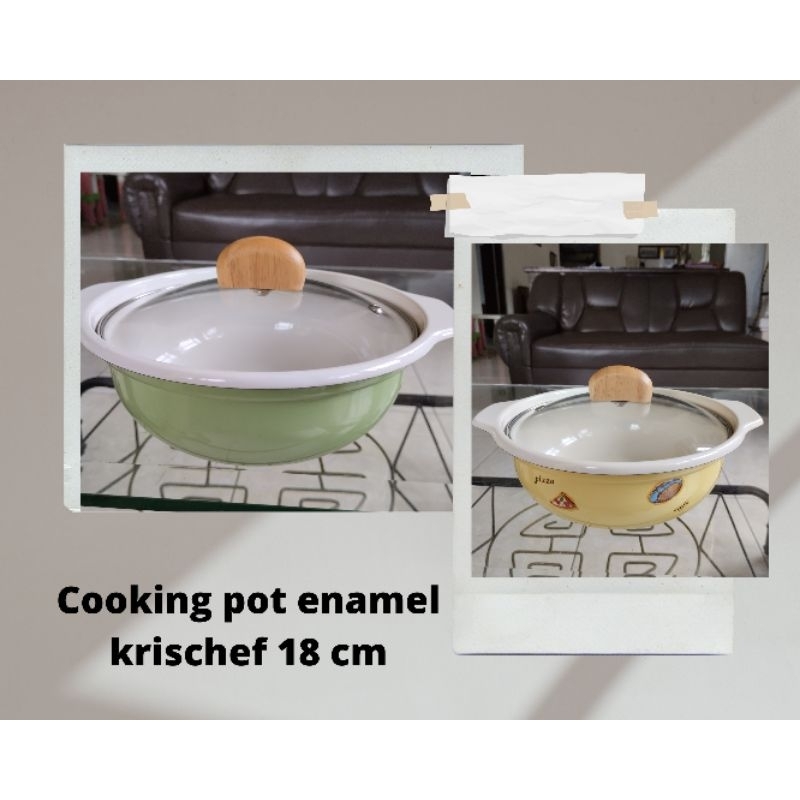 Jual panci enamel 18 cm krischef / panci suki / yosenabe 18 cm ...