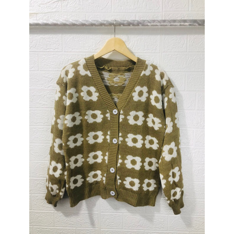 Jual Kardigan Flowers Rajut / Atasan Rajut Wanita / Cardigan Rajut ...