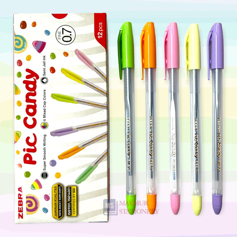 Jual Pulpen / Ballpoint / Pen Zebra Pastel Pic Candy (12 Pcs) | Shopee ...
