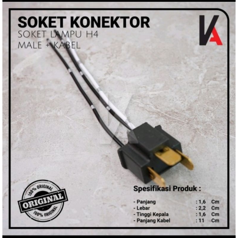 Jual Soket Lampu H4 Cowok / Soket H4 Male Dengan Kabel Bintik | Shopee ...